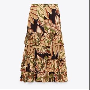 Zara | Dresses | Zara Linen Blend Ruffles Printed Skirt | Poshmark